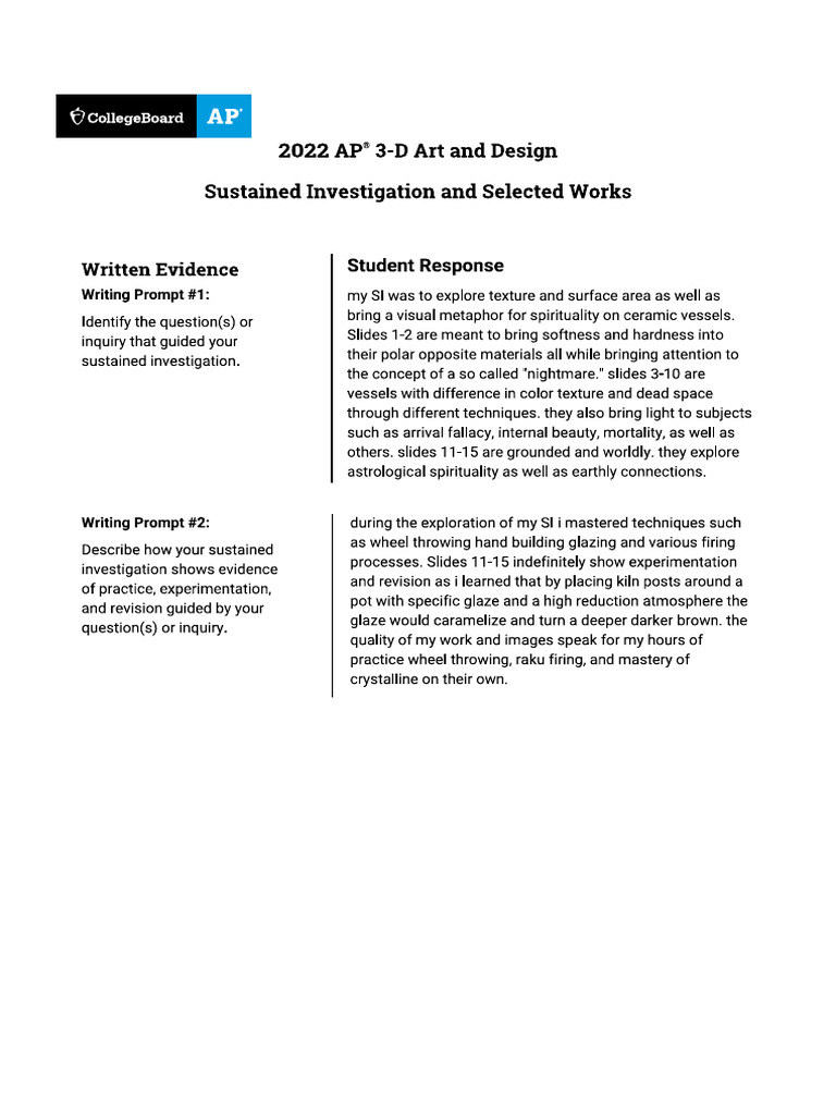 2022 AP Art and Design (Drawing, 2D, 3D) Student Samples-Bywzm-360p3D | PDF