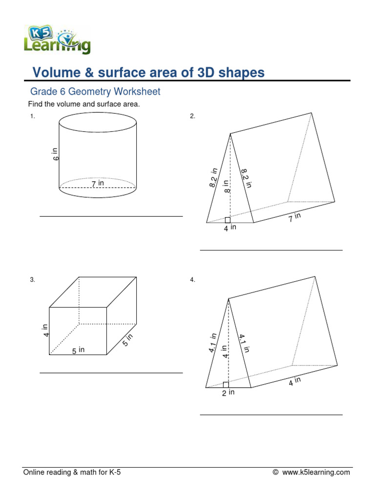 Grade 6 Volume Surface Area 3d Shapes C | PDF | Area | Elementary Mathematics