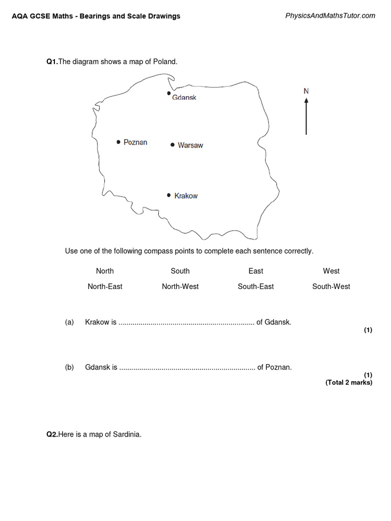 Bearings and Scale Drawings QP | PDF | Length | Rectangle