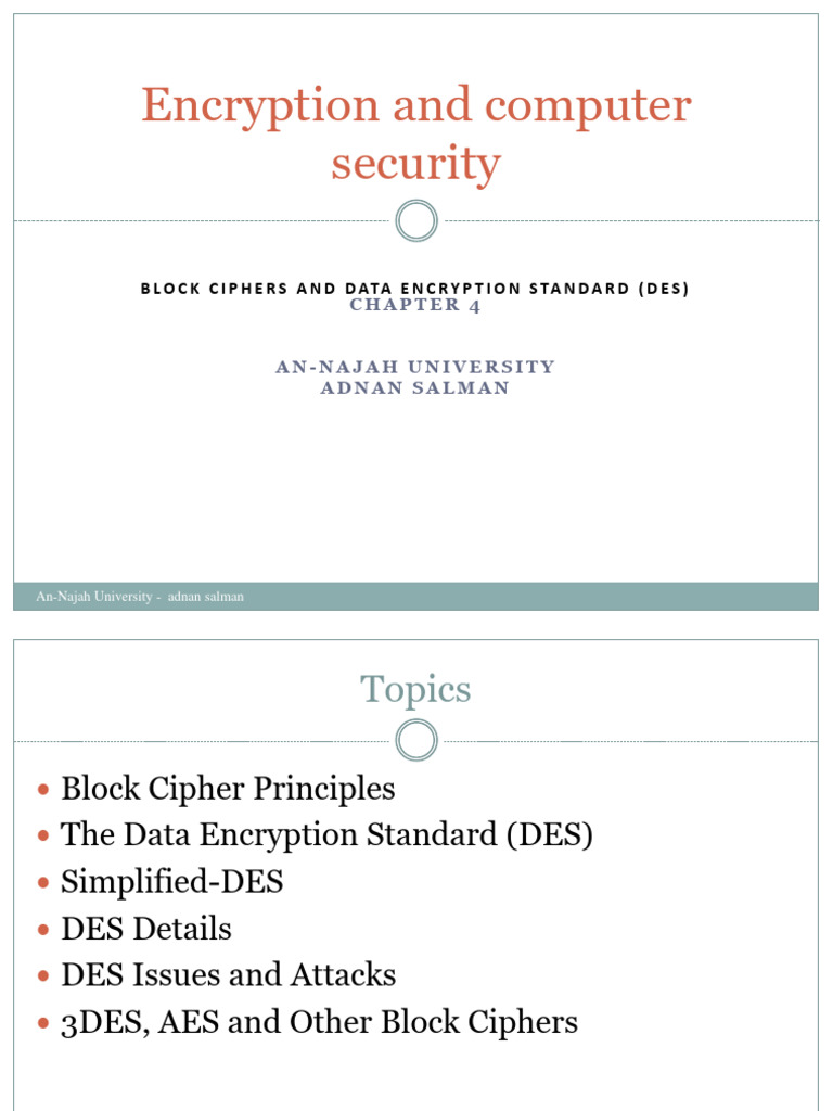 3 Chapter4 D E S | PDF | Cryptography | Cipher