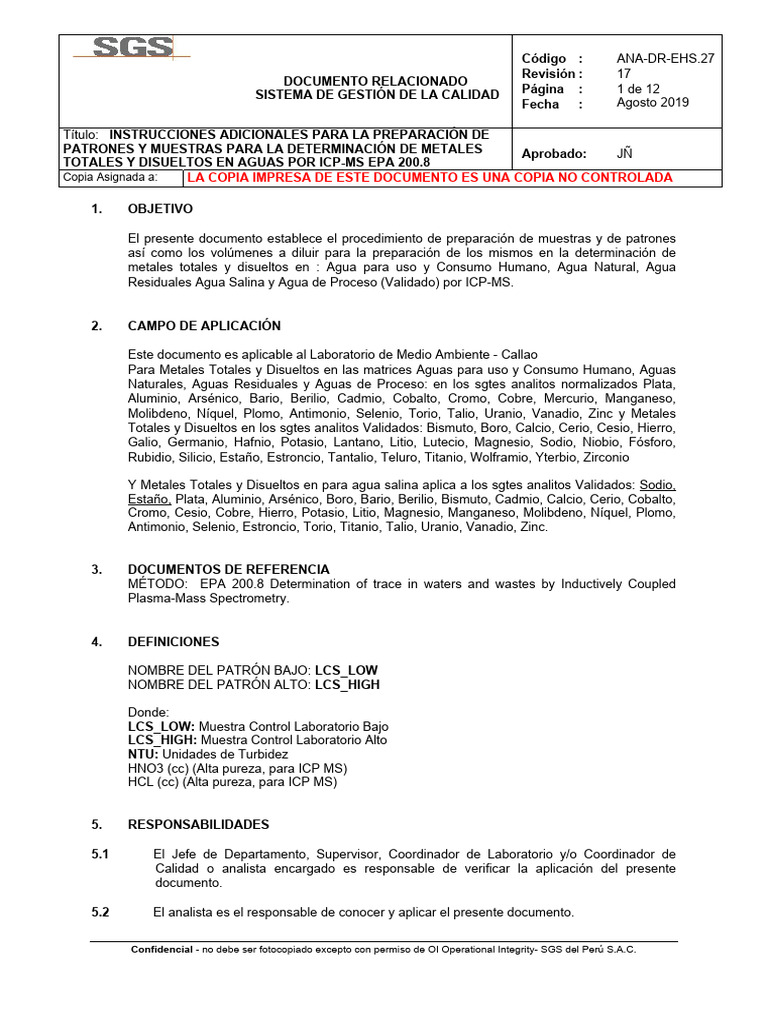 La Copia Impresa de Este Documento Es Una Copia No Controlada | PDF ...