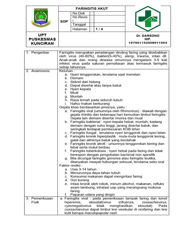 Form PPK Faringitis | PDF
