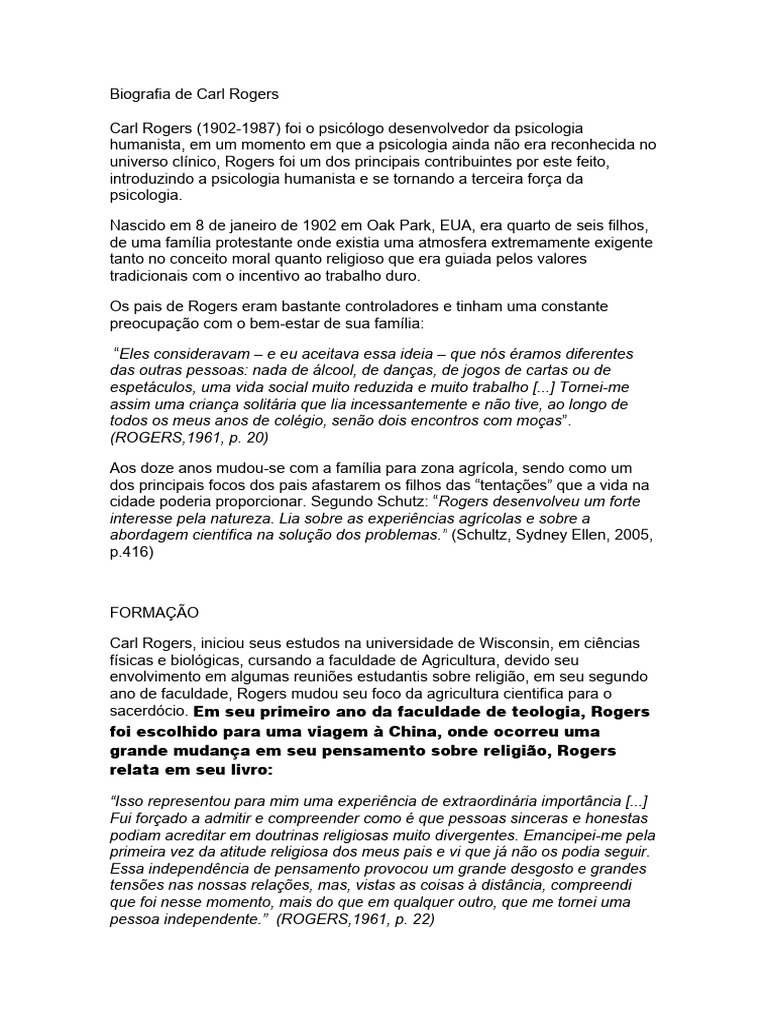 Biografia de Carl Rogers | PDF | Psicologia | Família