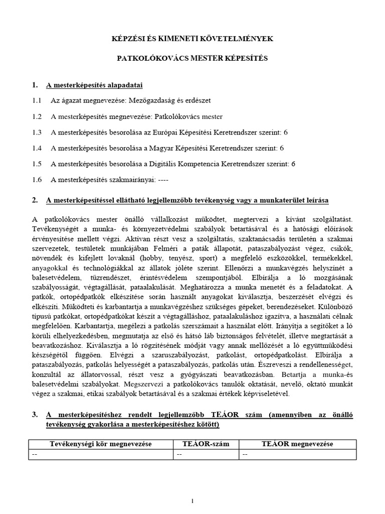 Patkolókovács Mester KKK | PDF