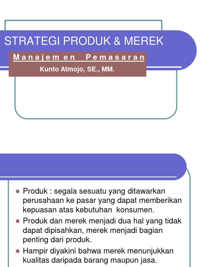 Strategi Pemasaran Produk dan Merek | PDF
