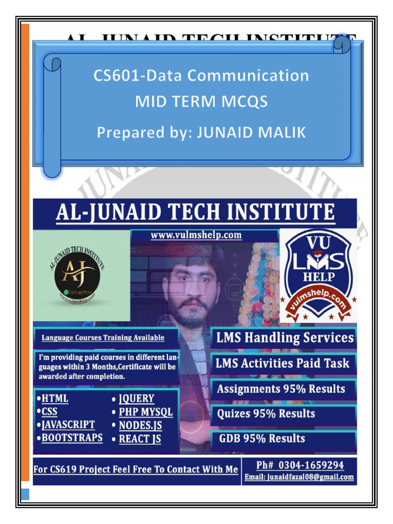 Cs601 Midterm Solved Mcqs by Junaid | PDF | Modulation | Computer Network