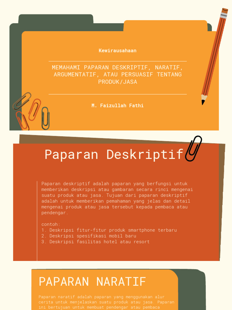 Memahami Paparan Deskriptif, Naratif, Argumentatif, Atau Persuasif Tentang ProdukJasa | PDF
