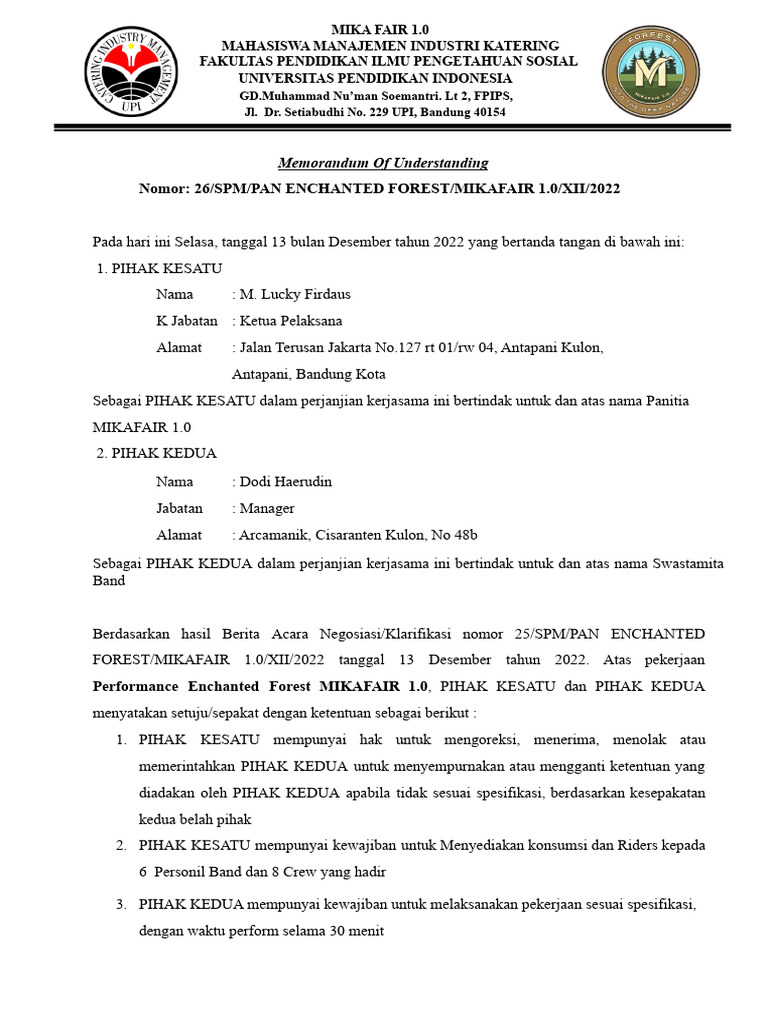 MOU Swastamita Band - Docx (1) - Signed | PDF