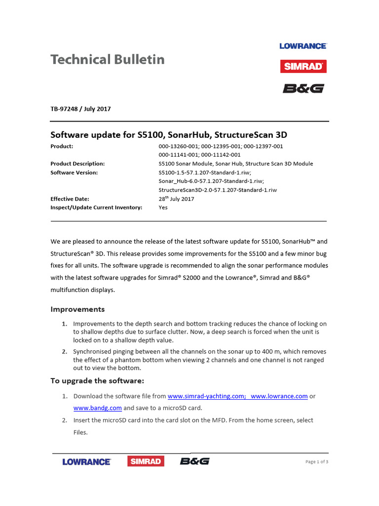 TB-97248 Sonar Modules Software Update - PDF - 20506 | PDF | Sonar | Computer Architecture