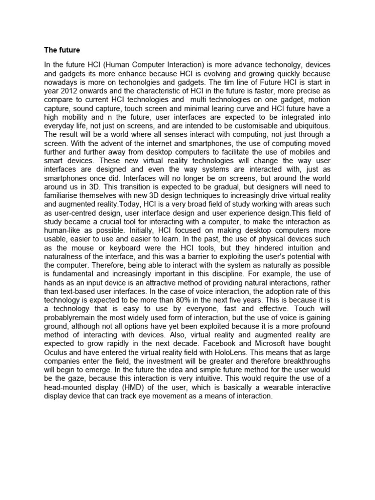 The Future Hci | PDF | Copy Editing | Holography