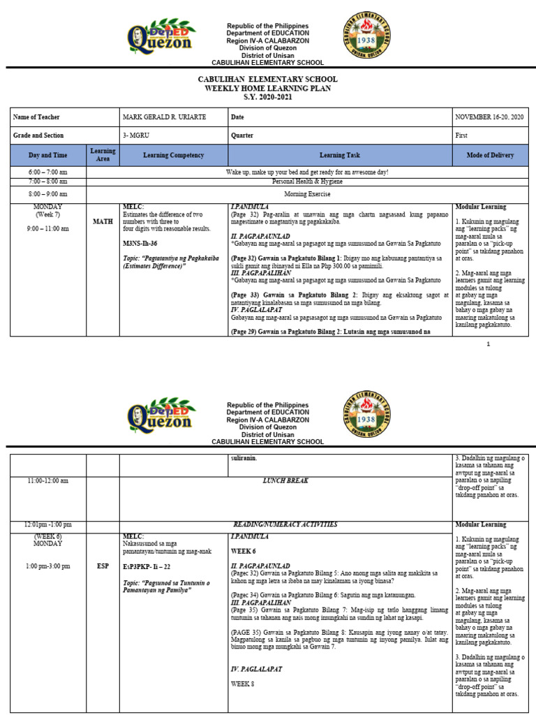 Week 7 WHLP For Grade 3 | PDF