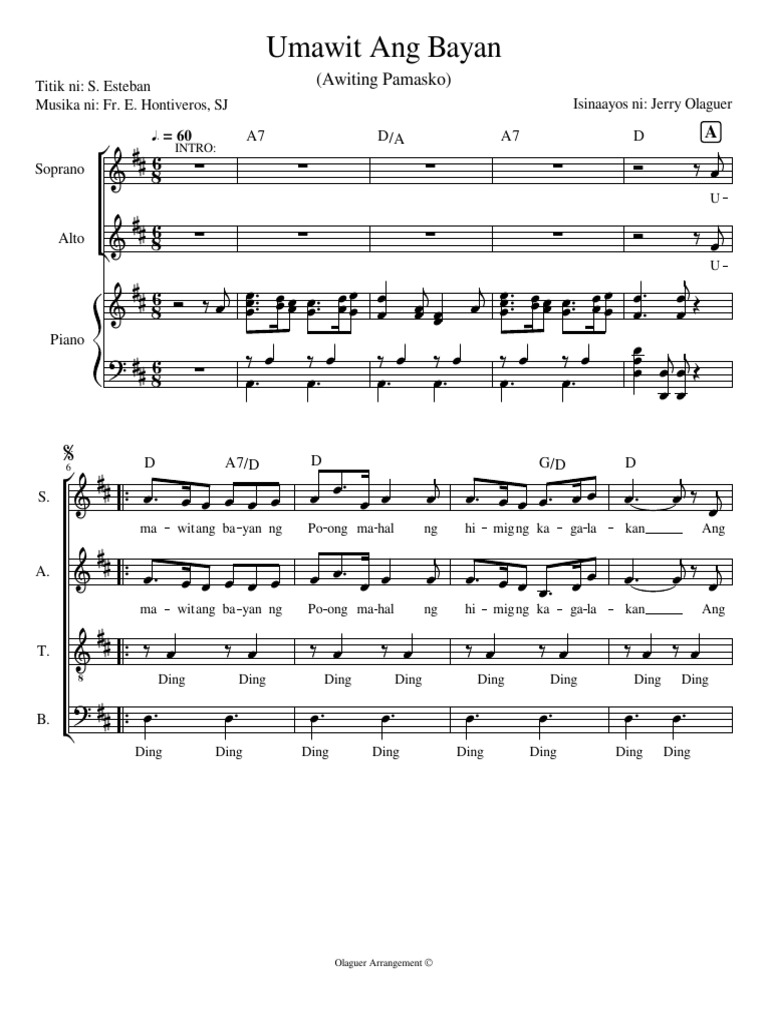 Umawit Ang Bayan - Choral Sheet | PDF
