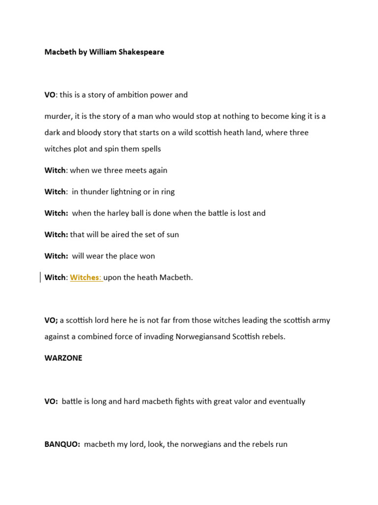 Script Mcbeth | PDF | Macbeth | Shakespearean Tragedies