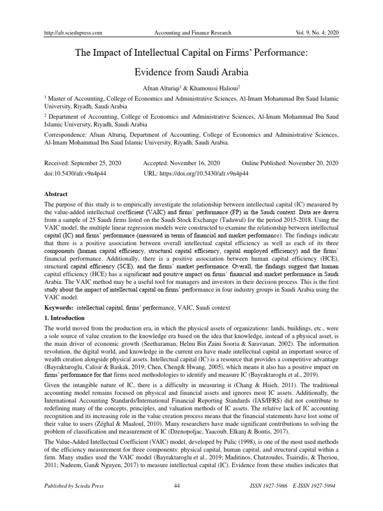 The Impact of Intellectual Capital On Firms Perfo | Download Free PDF | Knowledge Economy ...