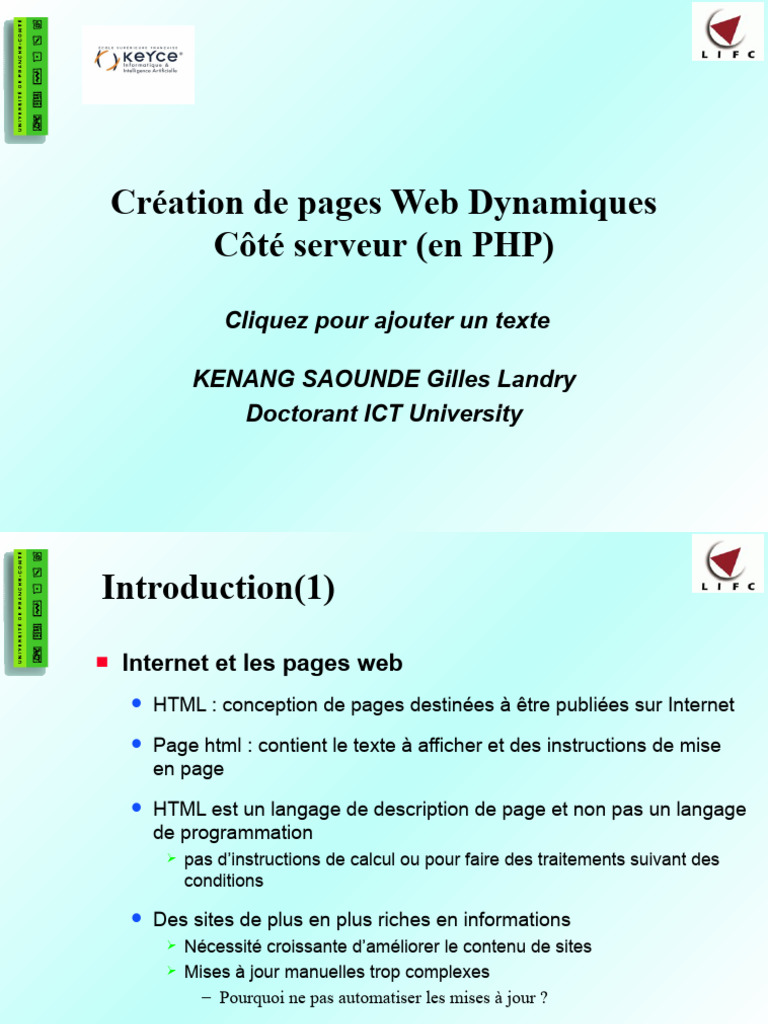 Création de Pages Web Dynamiques Côté Serveur (En PHP) | PDF | PHP ...