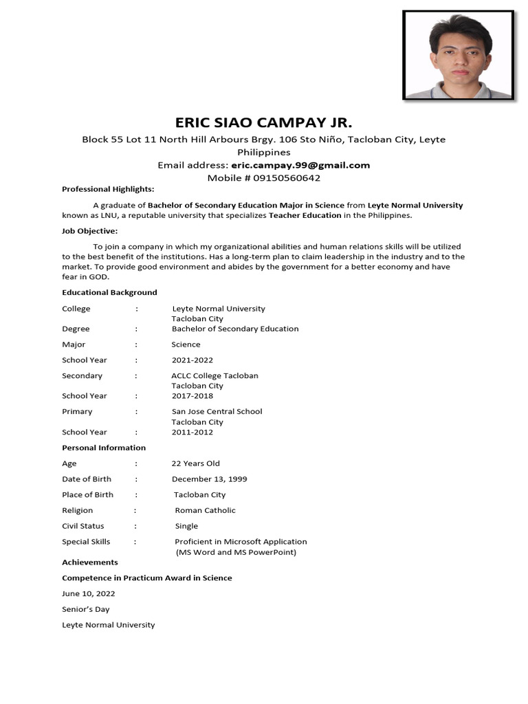 Eric Campay JR Resume 1.1 | PDF