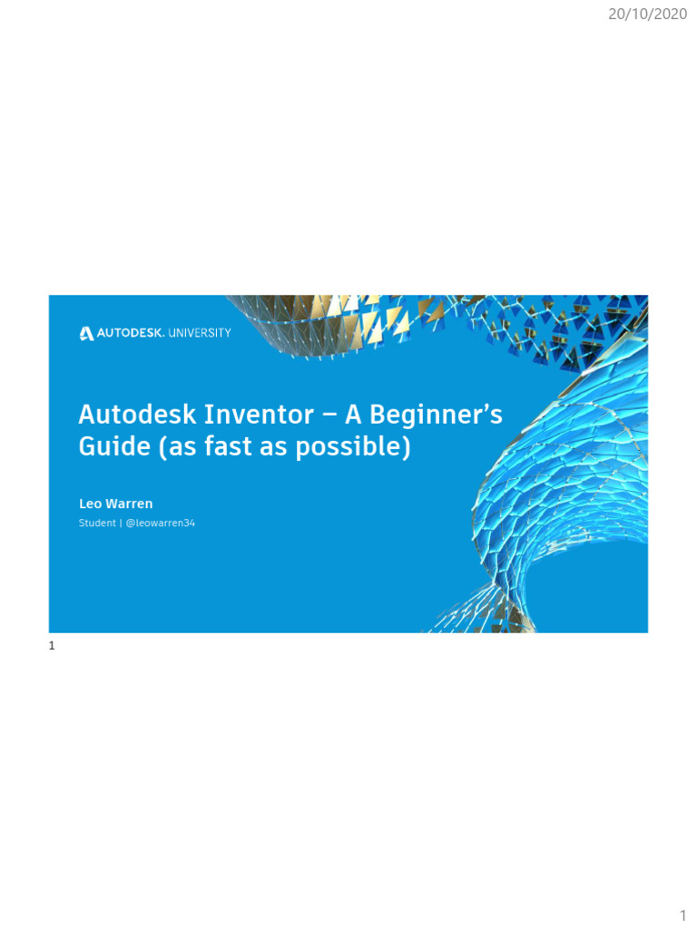 AutoDesk A Beginner's GuideL - Class - Presentation - EDU463362L - Leo - Warren | PDF | Computing