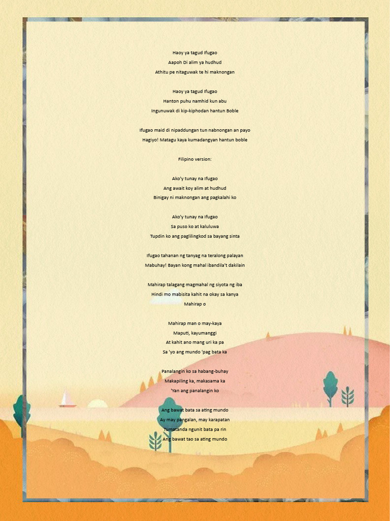 Haoy Ya Tagud Ifugao Native Song | PDF