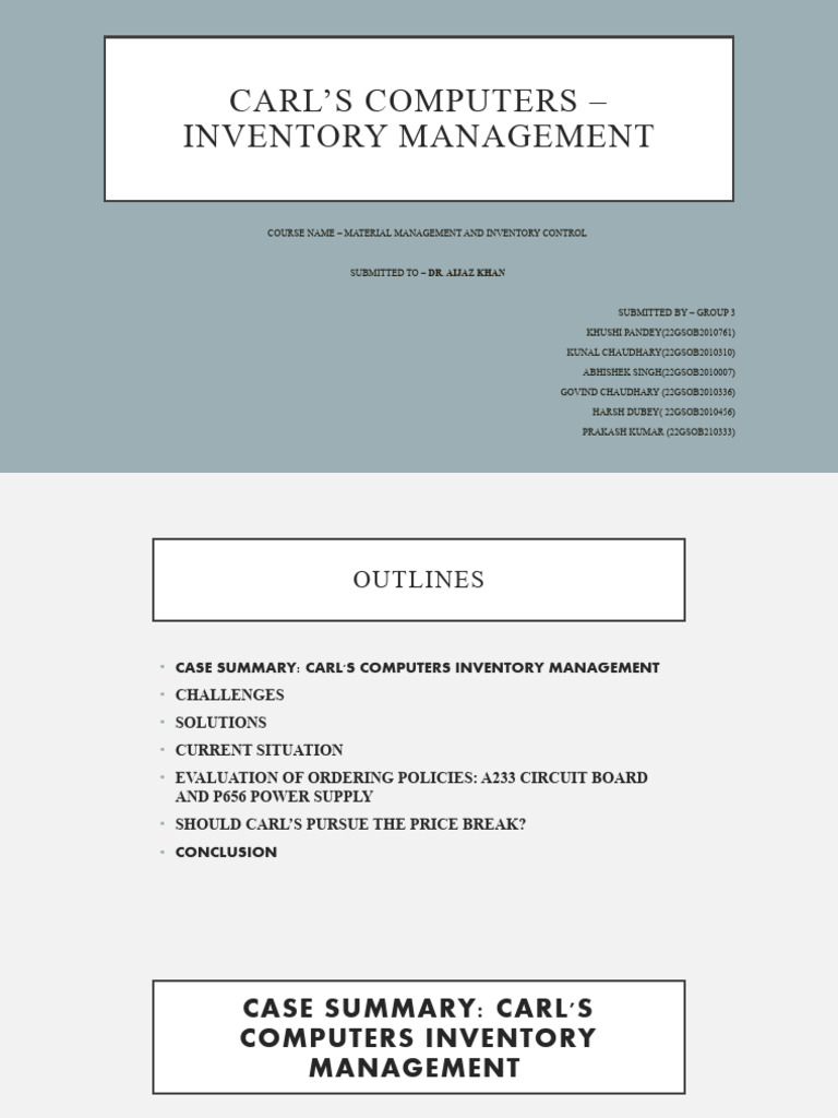 Carl's Computers - Inventory Management | PDF | Inventory | Lean Manufacturing