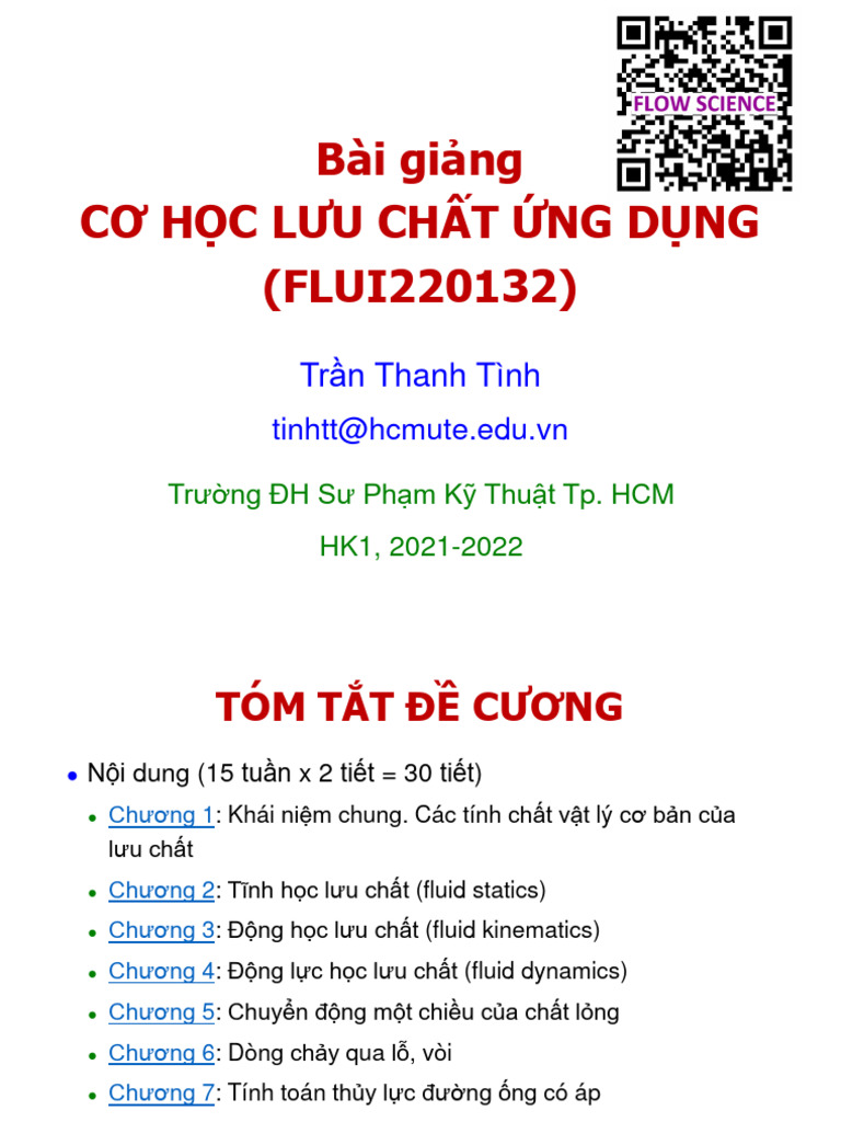 Bai Giang - Co Hoc Luu Chat Ung Dung - Ch1 - UpdatedSept19 | PDF