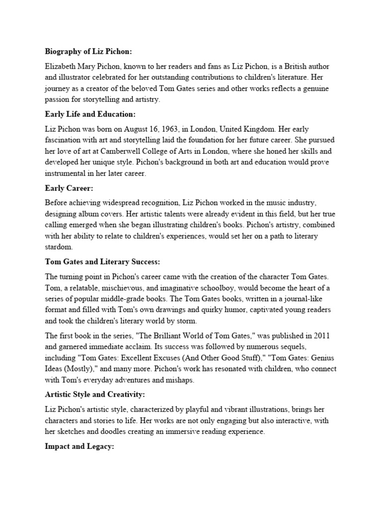 Biography of Liz Pichon | Download Free PDF | Children's Literature ...