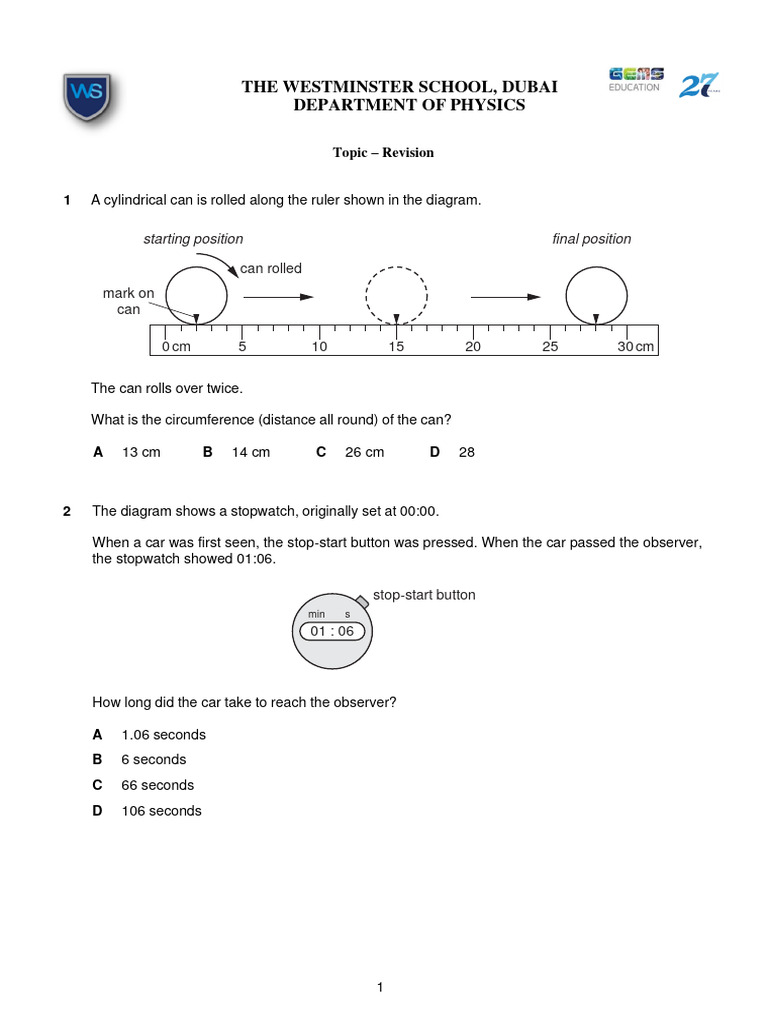 Revision Length Time PDF Length Physical Sciences