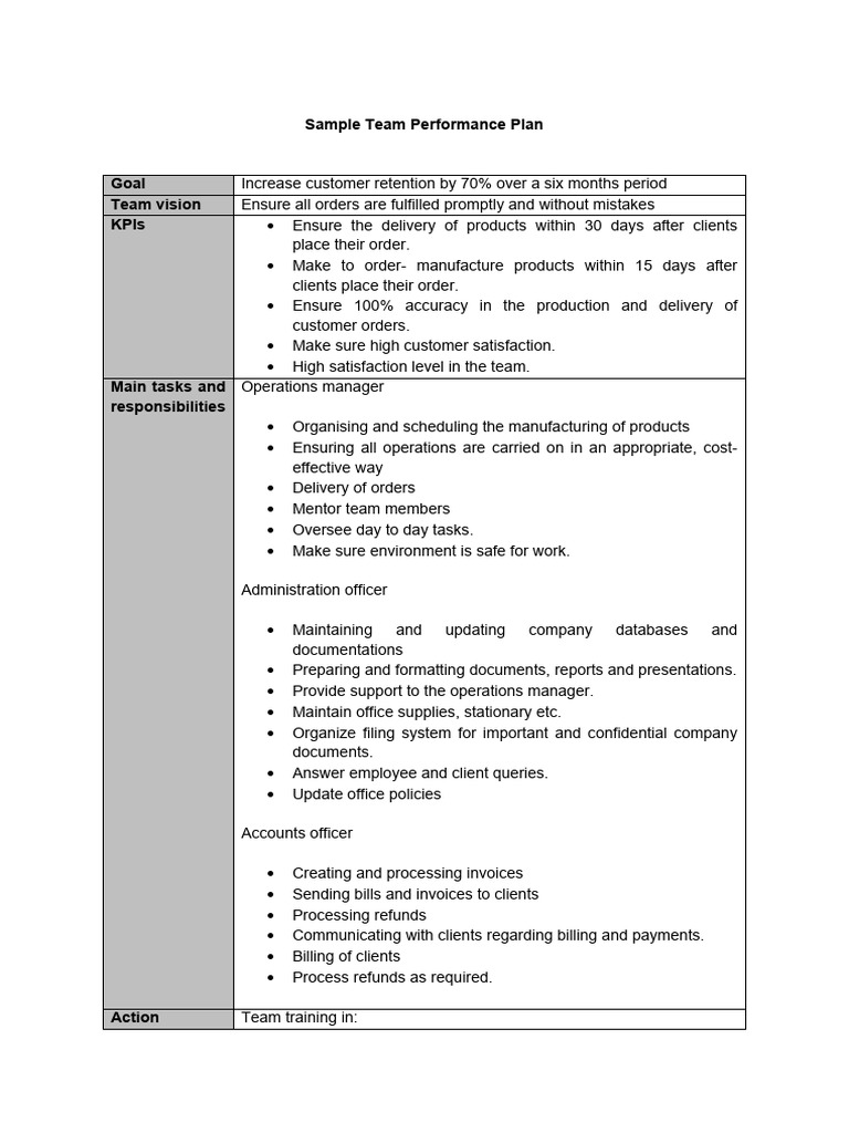Sample Team Performance Plan - Section 1 | PDF | Invoice | Information Technology