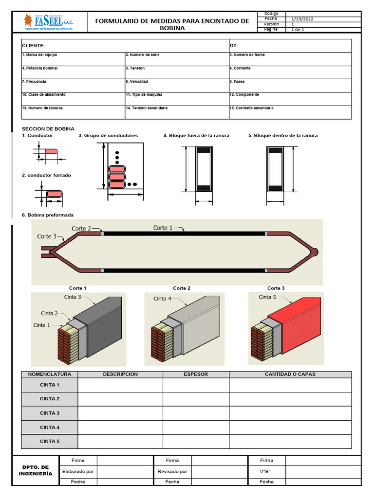 Formulario de Medidas para Encintado de Bobina | PDF