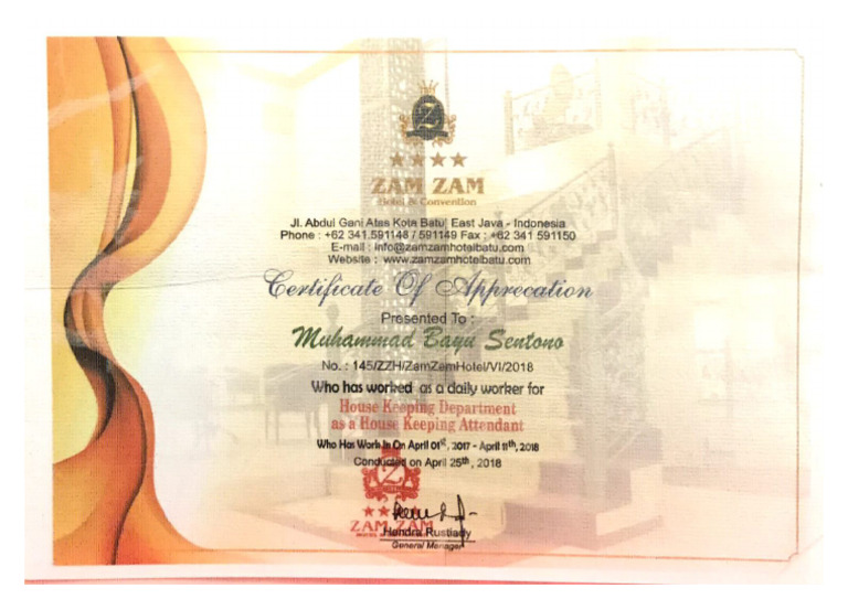 Sertifikat Housekeeping | PDF