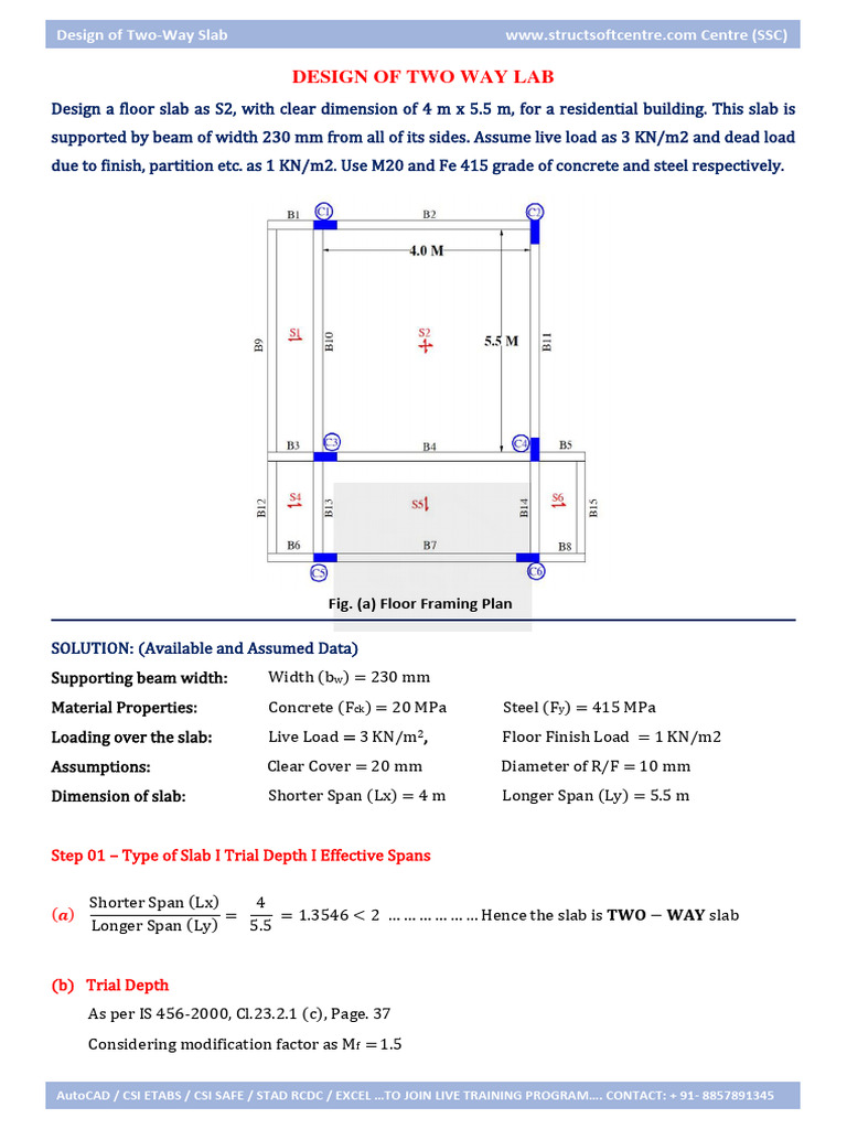 Manual Design of Two Way Slab | PDF | Civil Engineering | Architectural ...