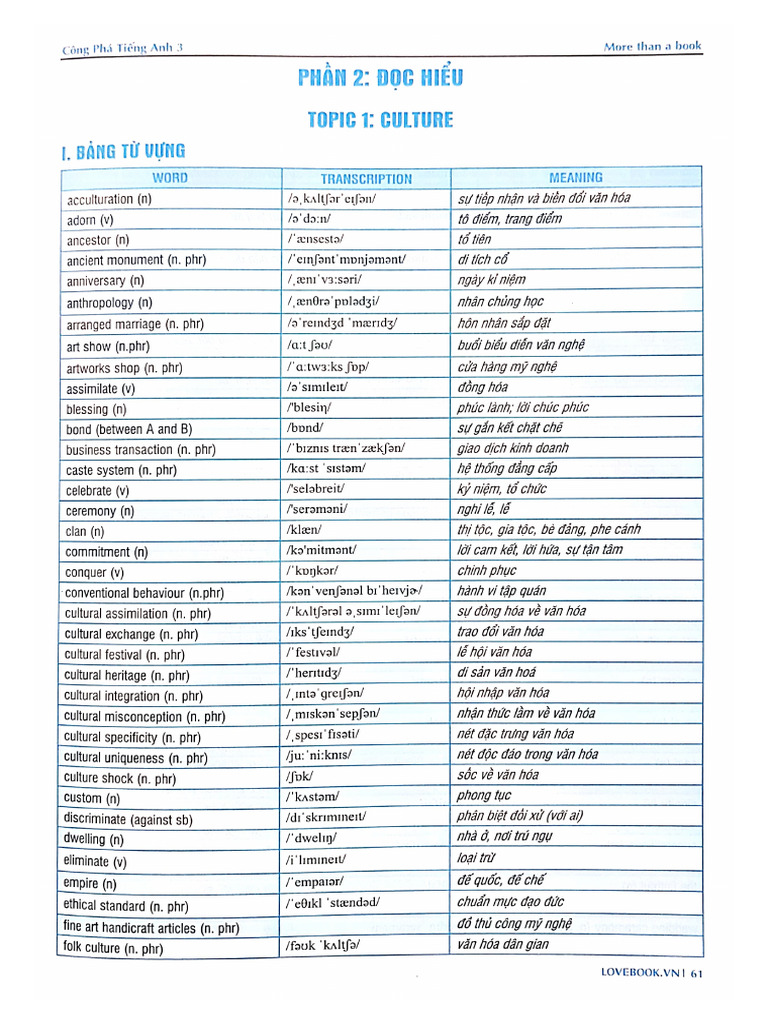 Topic 1 Reading Comprehension Culture | PDF