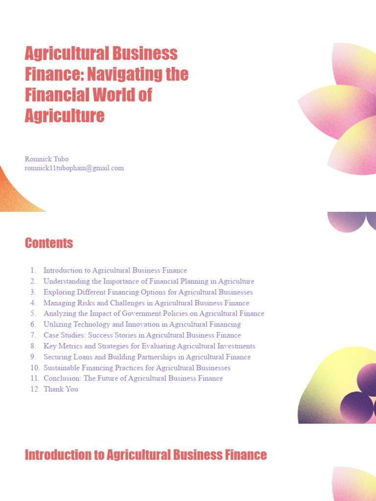 Agricultural Business Finance Guide | PDF | Agriculture | Sustainable ...