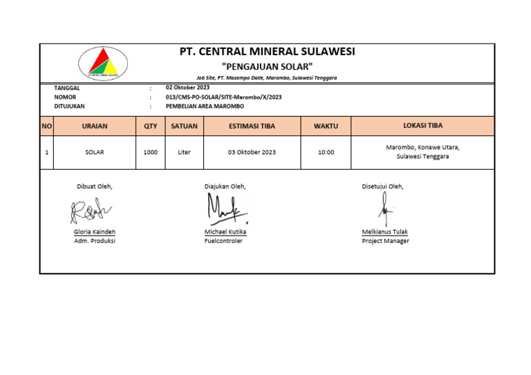 Pengajuan Solar di Marombo | PDF