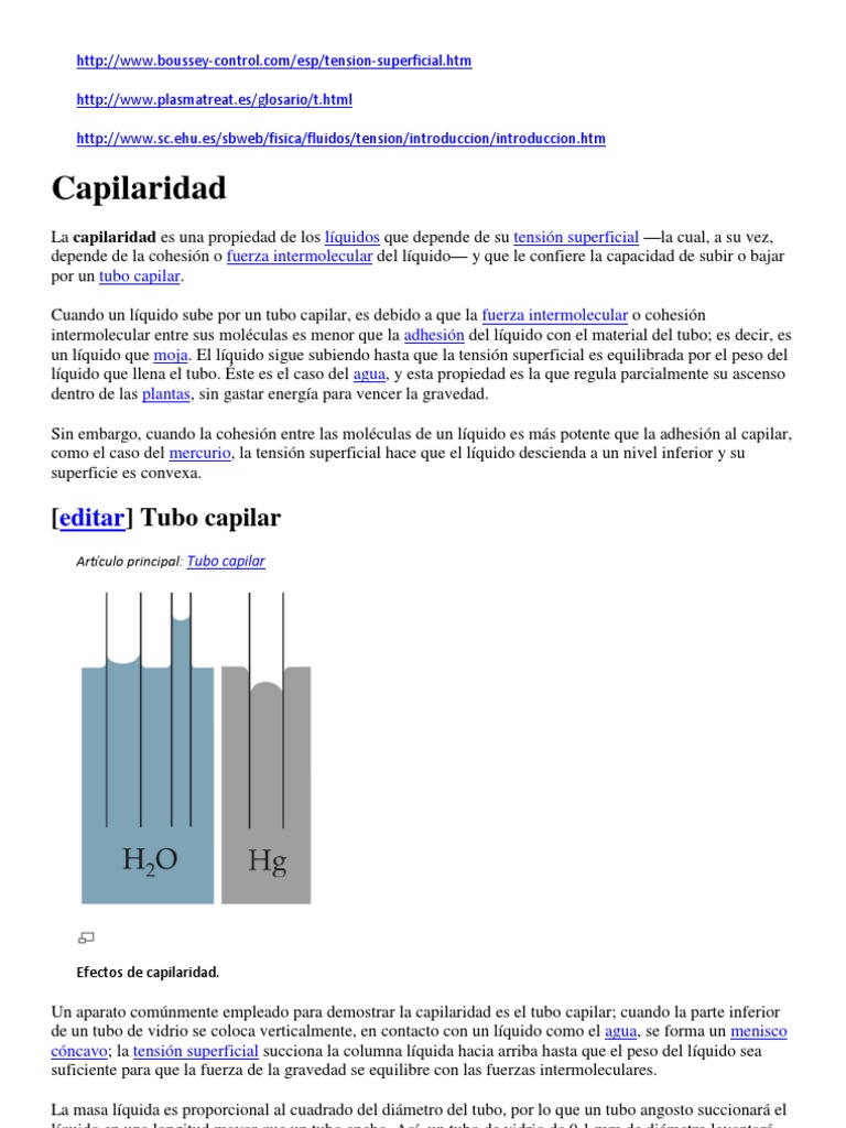 cAPILARIDAD | Líquidos | Materia suave