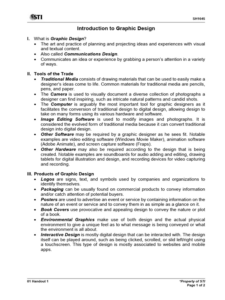 01 Handout 1 | PDF | Graphic Design | Mass Media