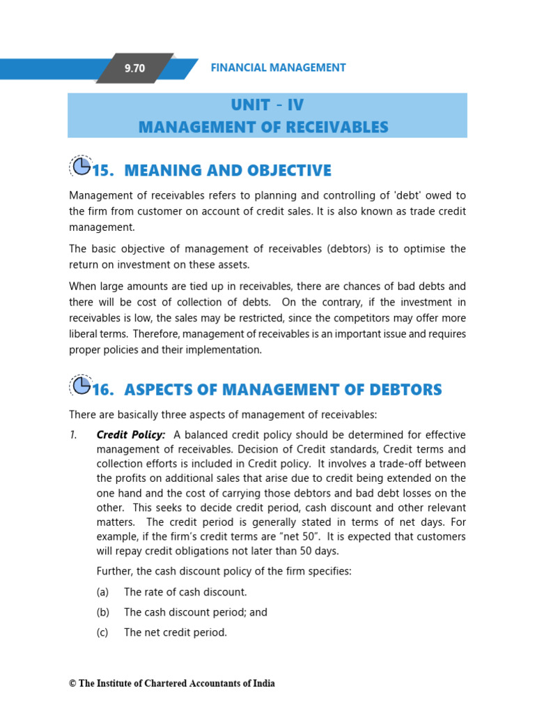 FM Chap 9 Unit 4 | PDF | Factoring (Finance) | Finance & Money Management