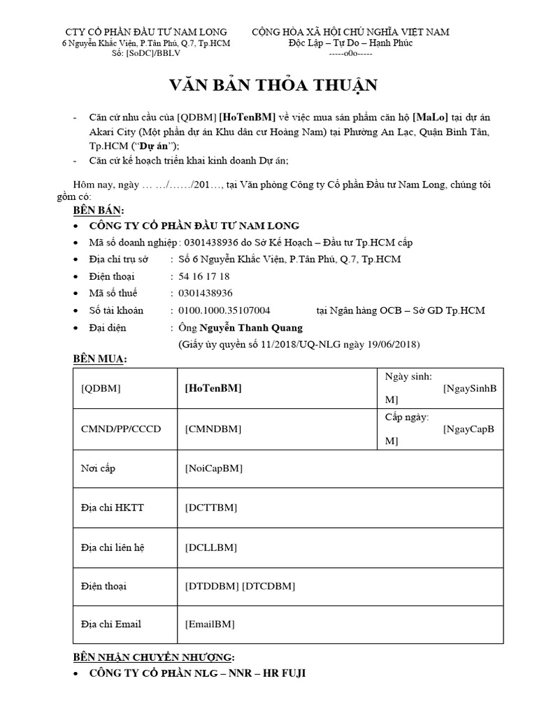 Van Ban Thoa Thuan - 3 Ben - Gui San | PDF