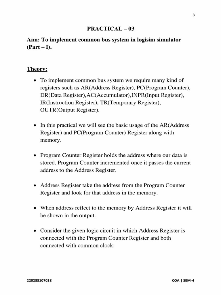 Common Bus System Performed Practical in Logisim Simulator | PDF