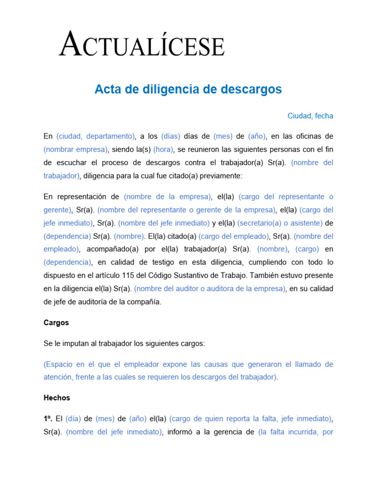 Formato Acta de Descargos | PDF