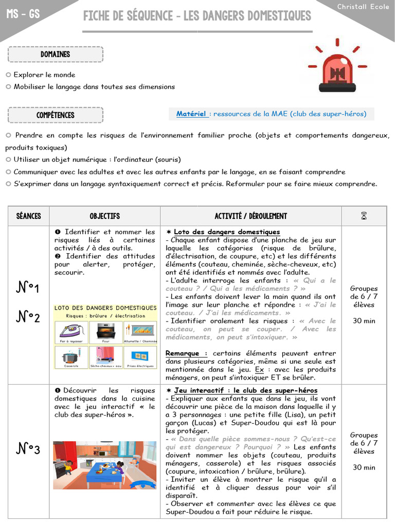 Séquence sur les dangers domestiques | PDF