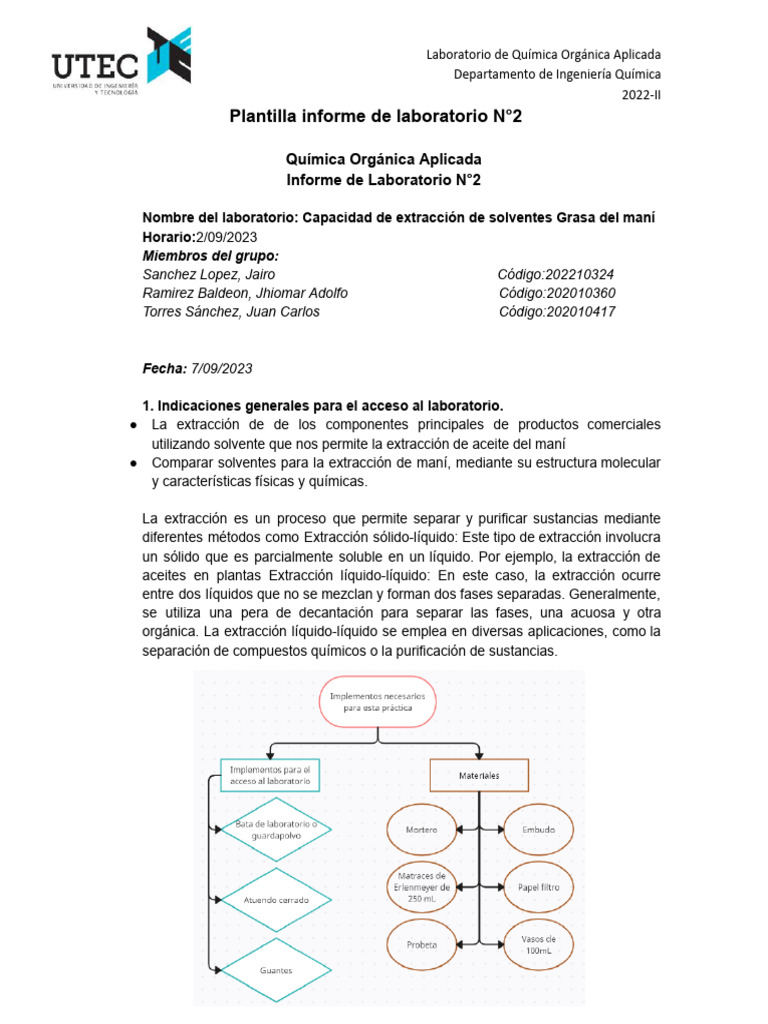 Plantilla Informe de Laboratorio N°X | PDF | Solvente | Química