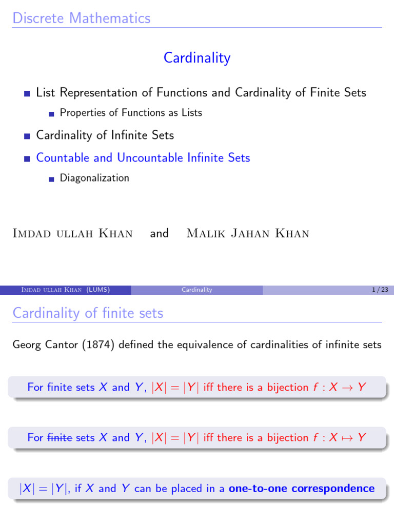 Understanding Cardinality in Mathematics | PDF | Set (Mathematics ...