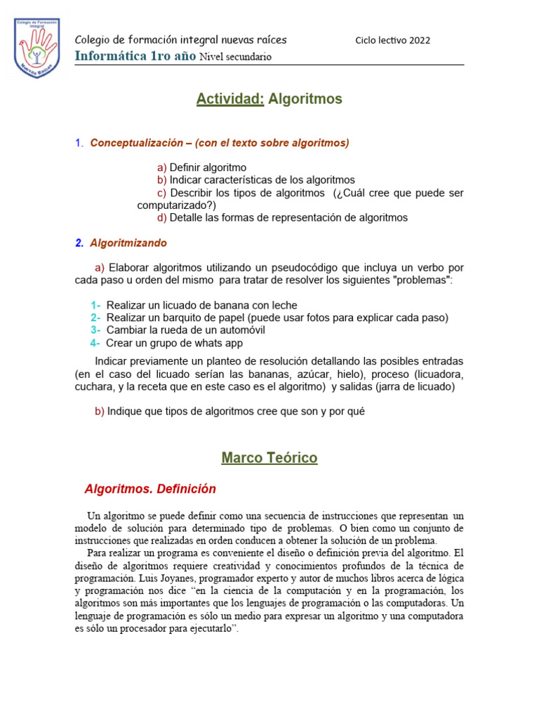 Actividad 1 Algoritmos | PDF | Algoritmos | Programación de computadoras