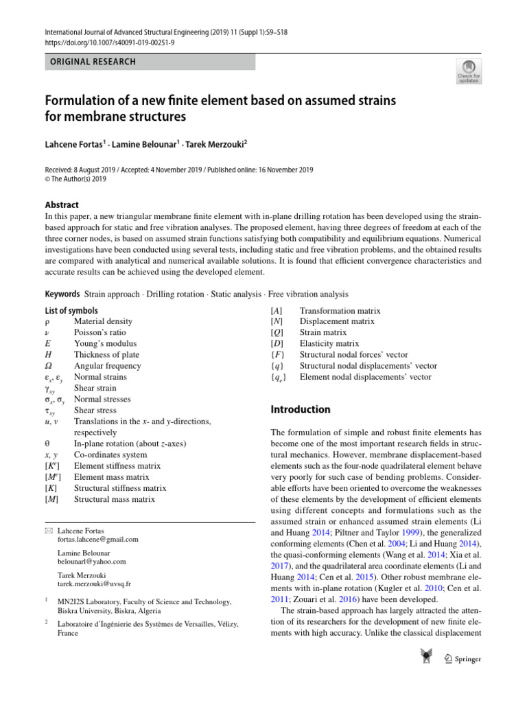Fortas2019 Article FormulationOfANewFiniteElement | PDF | Finite Element Method | Beam (Structure)