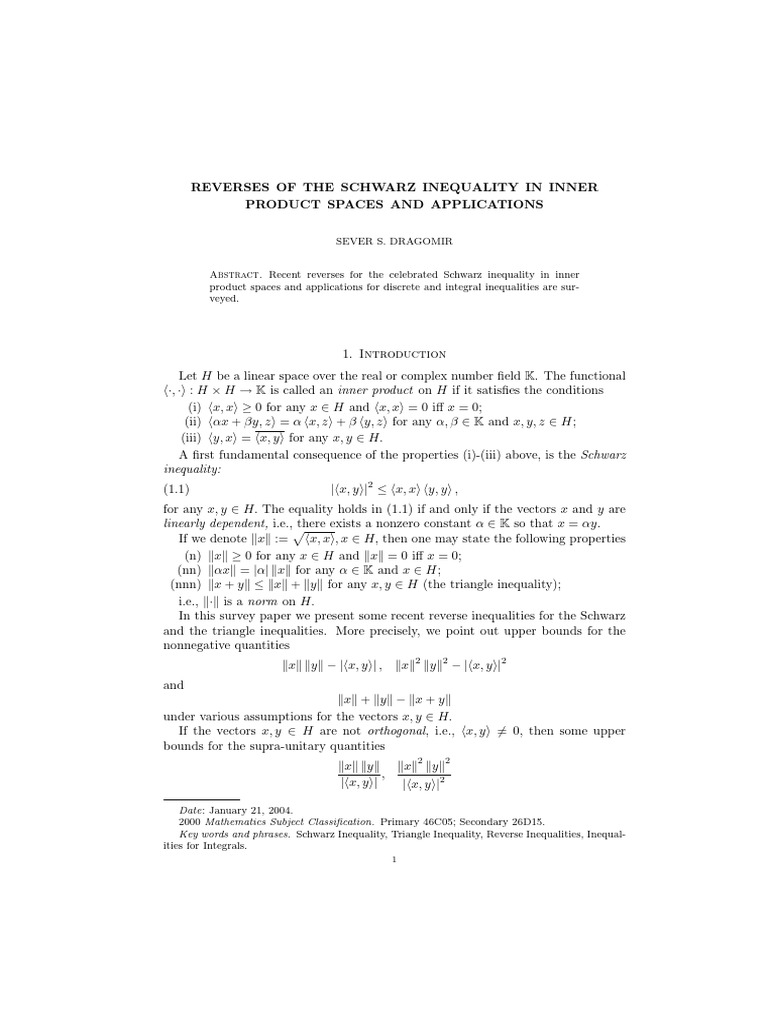 Reverse Schwarz | PDF | Measure (Mathematics) | Inequality (Mathematics)