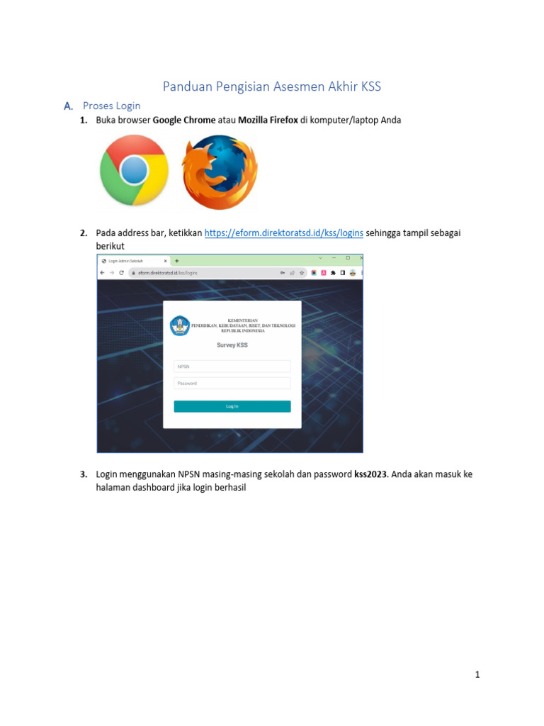 Panduan Pengisian Asesmen Akhir KSS | PDF