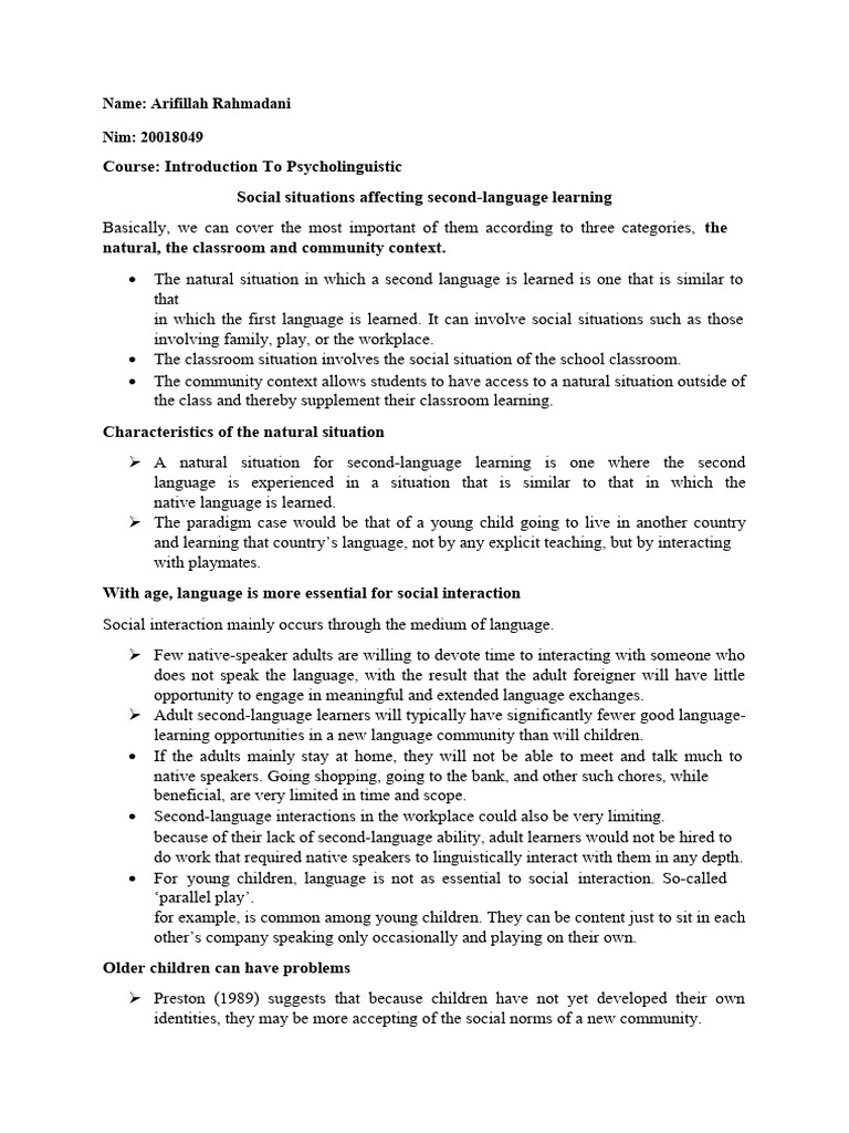 Second Language Learning - Summary | PDF | Second Language Acquisition ... Second Language Learning - Summary | PDF | Second Language Acquisition ...