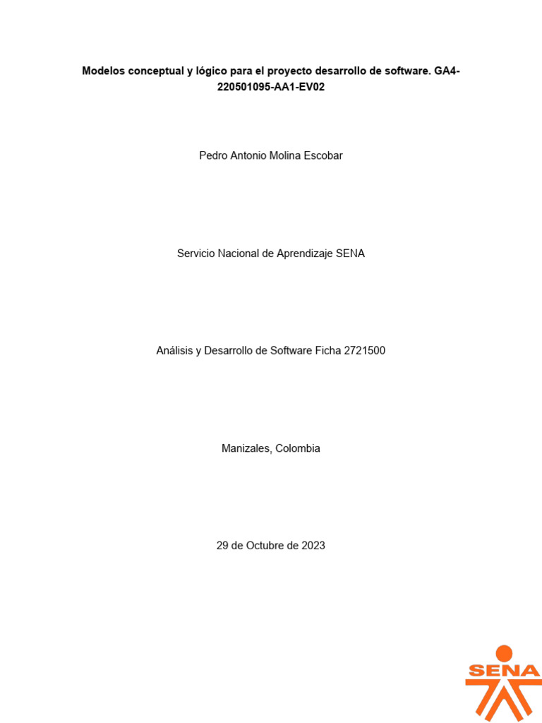 Modelos conceptual y lógico para el proyecto desarrollo de software | PDF | Bases de datos ...
