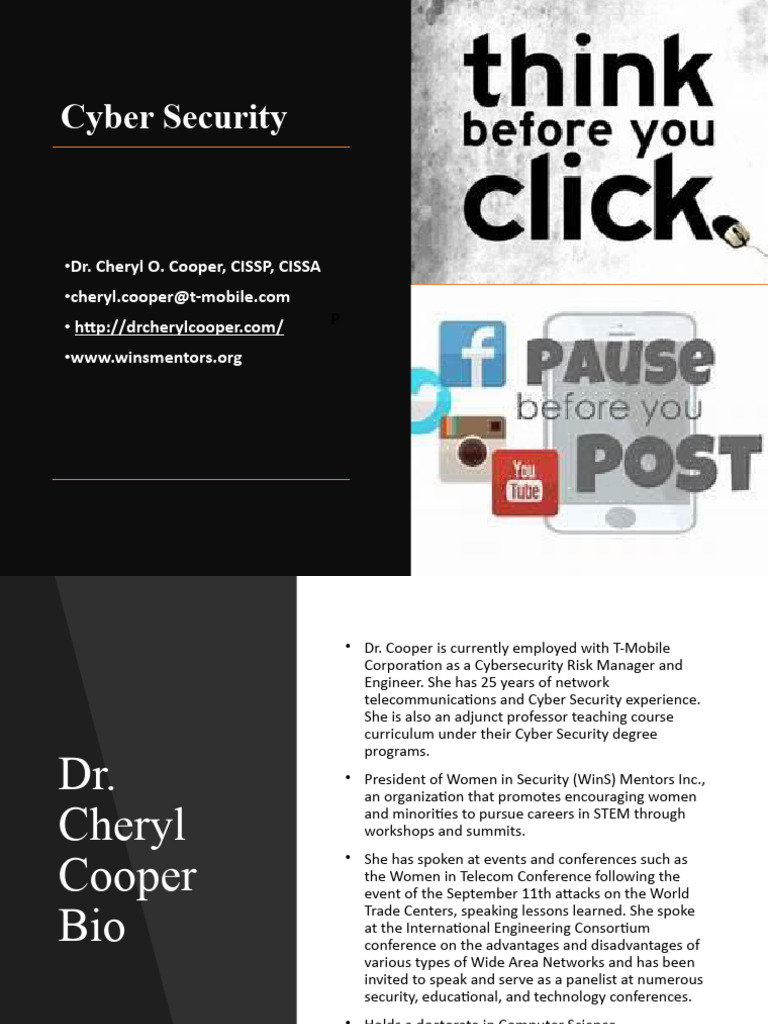 Cyber Security Overview Dr. Cheryl Cooper | PDF | Malware | Computer Virus
