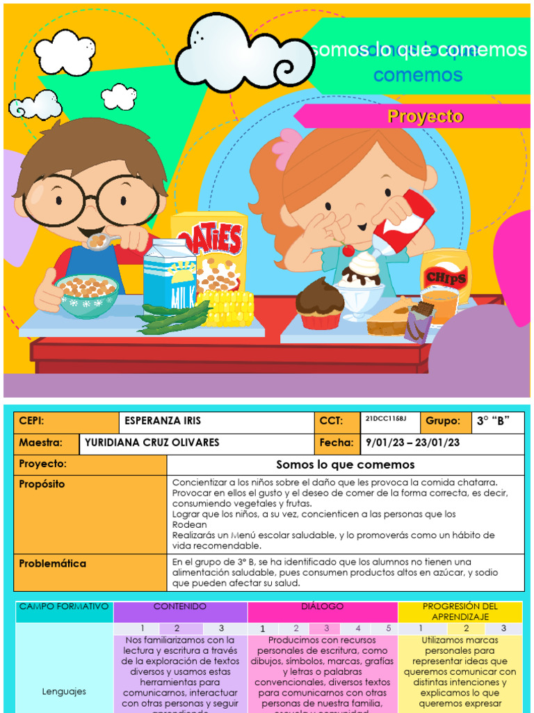 Proyecto Vida Saludable Profra Yuri 3 B - 231030 - 221135 | PDF ...